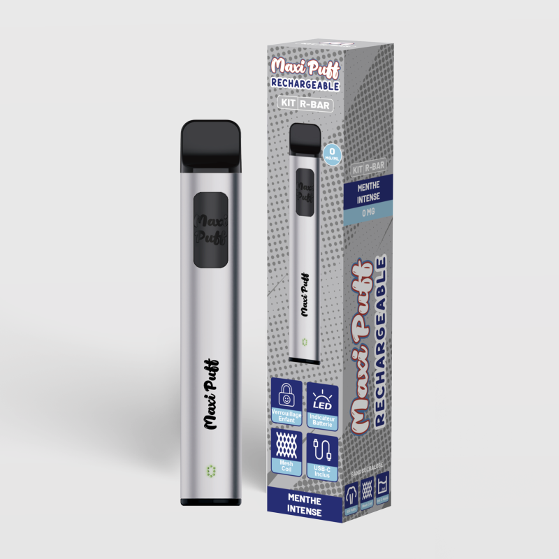 Kit R-BAR Menthe Intense - Maxi Puff Rechargeable